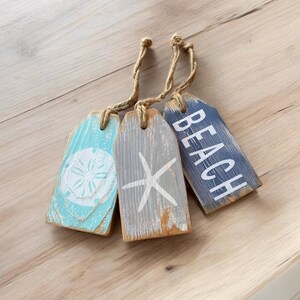 Rustic Beach Wood Sign Set, Starfish & Sand Dollar Coastal Decor ...