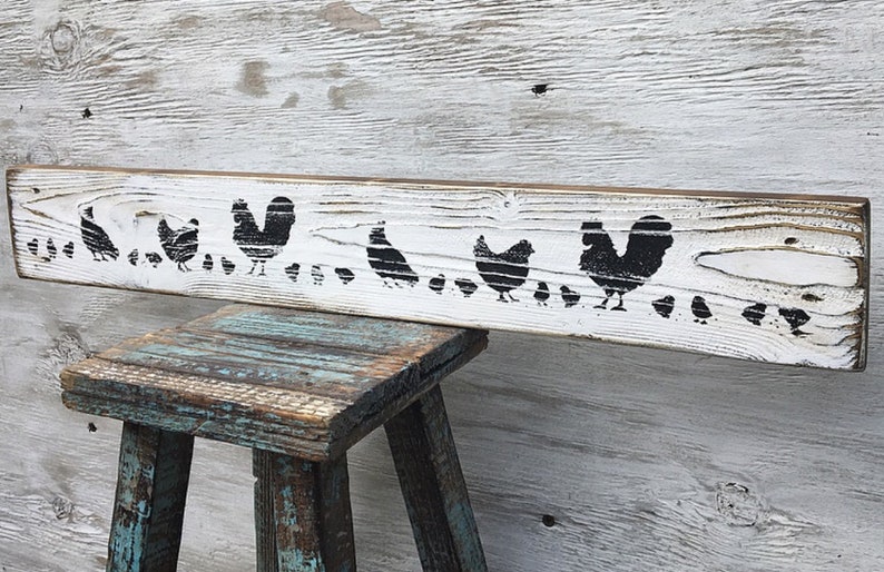 Rustic Wood Chicken Sign Modern Farmhouse Rooster Wood Sign | Etsy