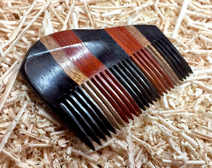 Wooden Beard Comb Pick // Wenge Padauk Sapele // Handmade Wood Pocket ...