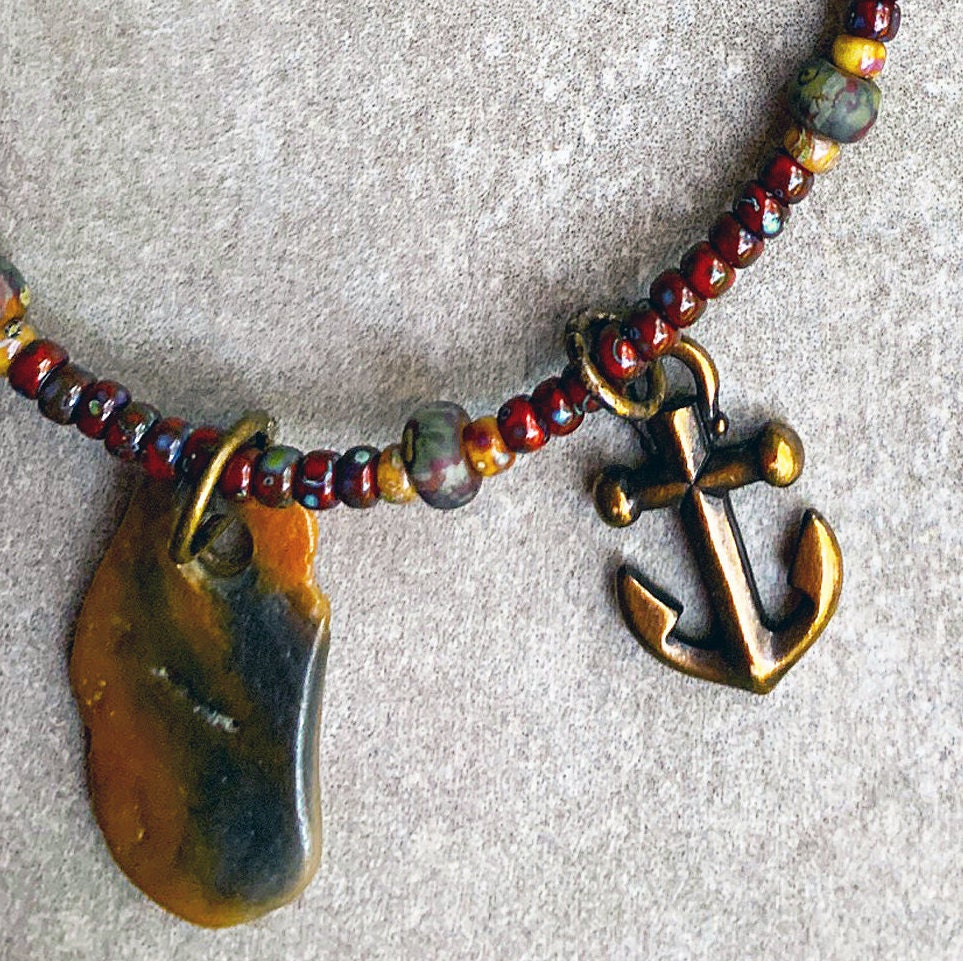 3 Outer Banks Shells Are Strung on Elastic With Brass Anchor - Etsy