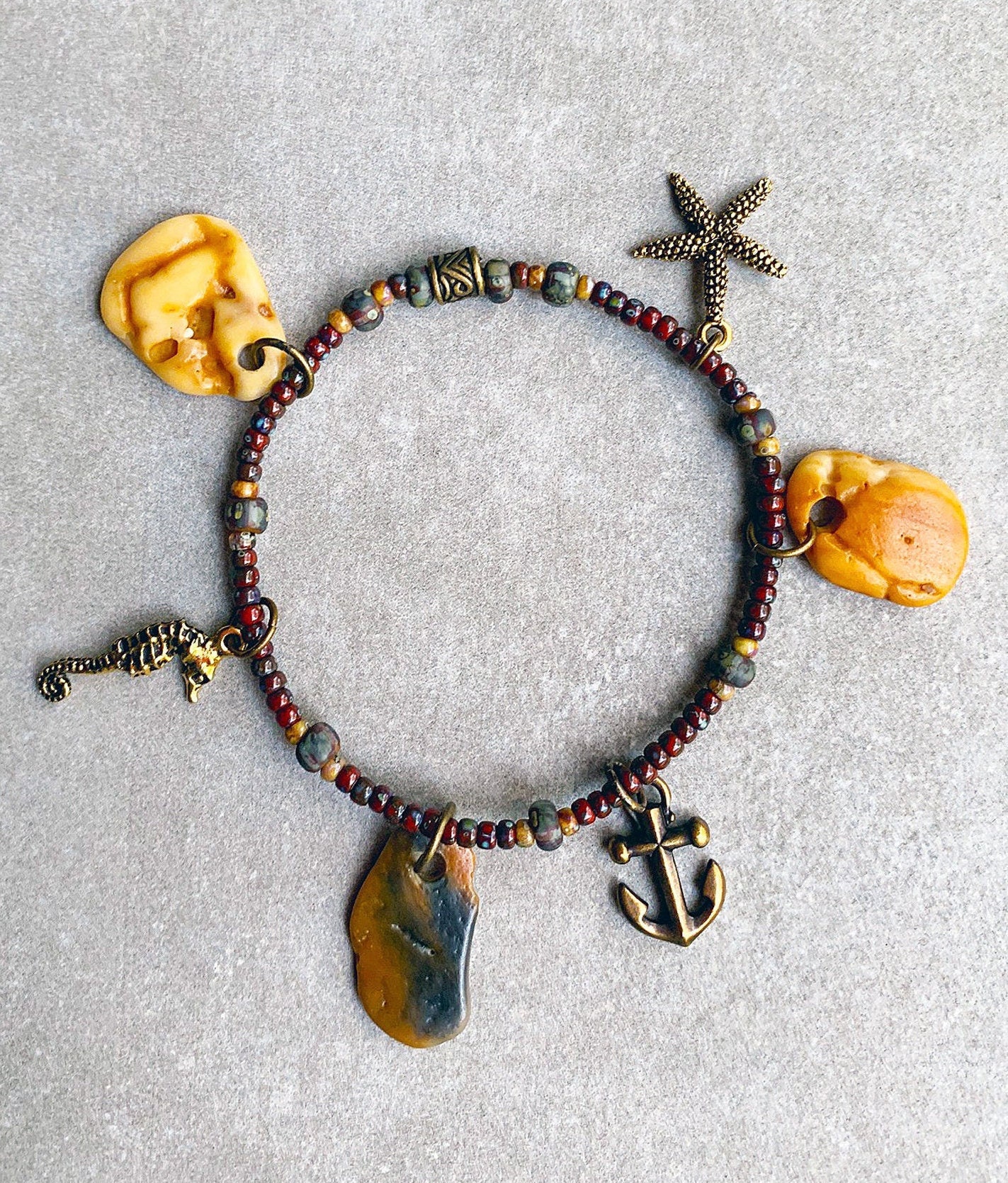 3 Outer Banks Shells Are Strung on Elastic With Brass Anchor - Etsy