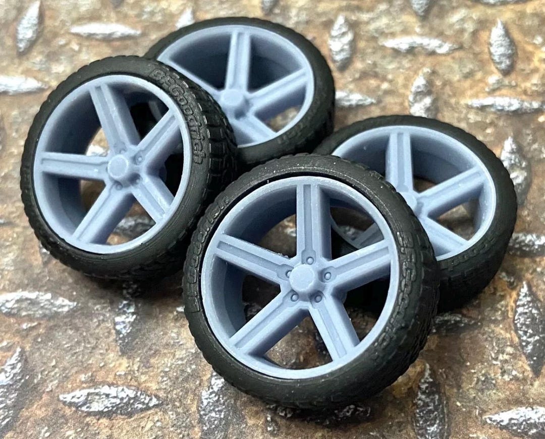 3D Printed 21/20 Scale Inch “IROC” Style Wheels and Tires for 1/24 1/25 ...