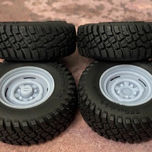 3D Printed 18-inch “off Road Steelies” Wheels W/ Mud Tires; Jeep, Resin ...