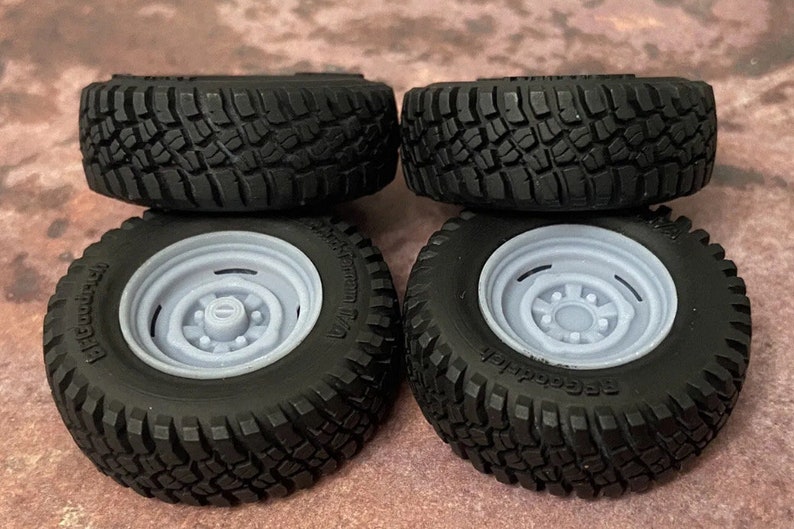 3D Printed 18-inch “off Road Steelies” Wheels W/ Mud Tires; Jeep, Resin ...
