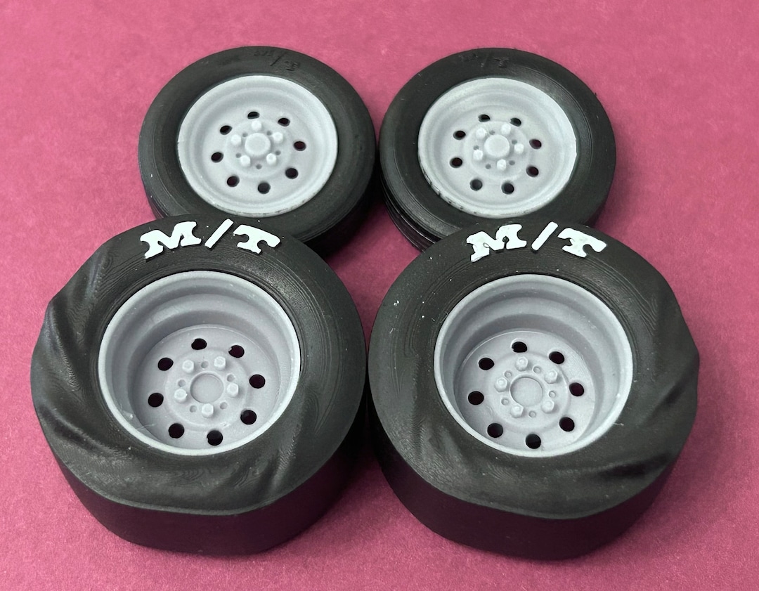 1/24 Scale: 17/15-inch “weld Draglite” Wheels W/wrinkled Drag Slicks ...