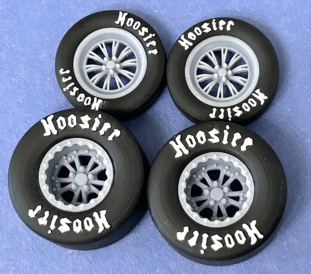 Resin 15/17 Scale Inch “RC Comp Hammer” Wheels With Drag Slicks 1/24, 1 ...