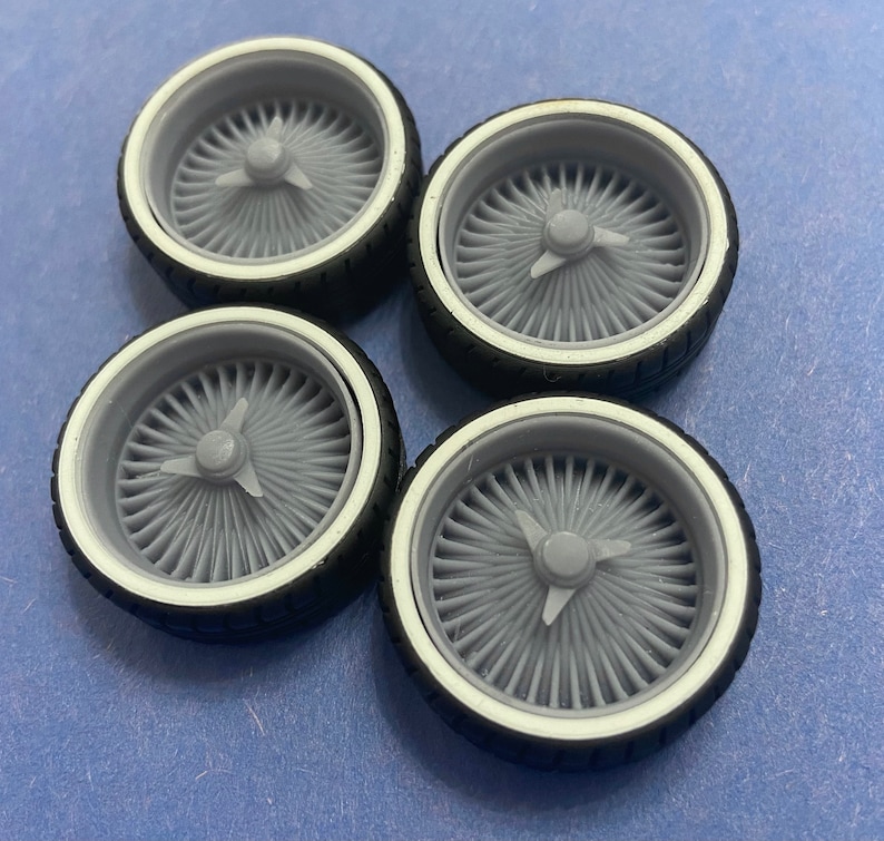 3D Printed, 22 Scale Inch Dayton Wire Style Wheels and Whitewall Tires ...