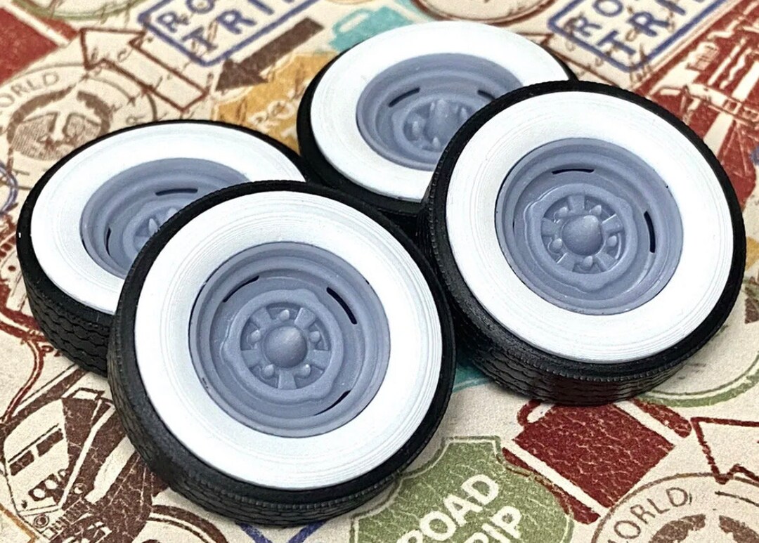 Resin 15-inch “chrome Reverse” Wheels, W/ Wide Whitewalls,1/24 1/25 ...