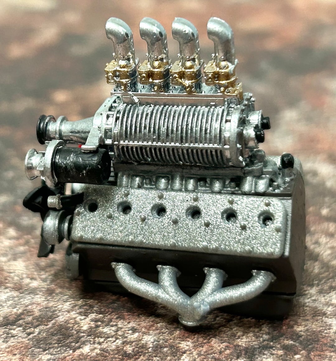 3D Printed Supercharged V12 Flathead Engine for Scale Model Cars, 1/24 ...