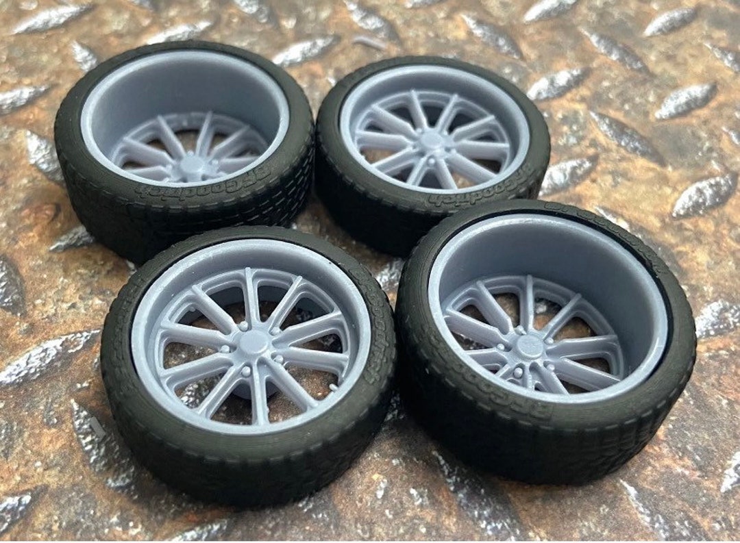 3D Printed 21/20 Scale Inch “rambler” Style Wheels and Tires for 1/24 1 ...