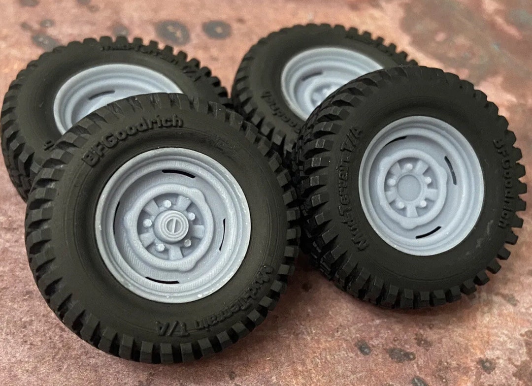 3D Printed 18-inch “off Road Steelies” Wheels W/ Mud Tires; Jeep, Resin ...