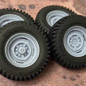 3D Printed 18-inch “off Road Steelies” Wheels W/ Mud Tires; Jeep, Resin ...