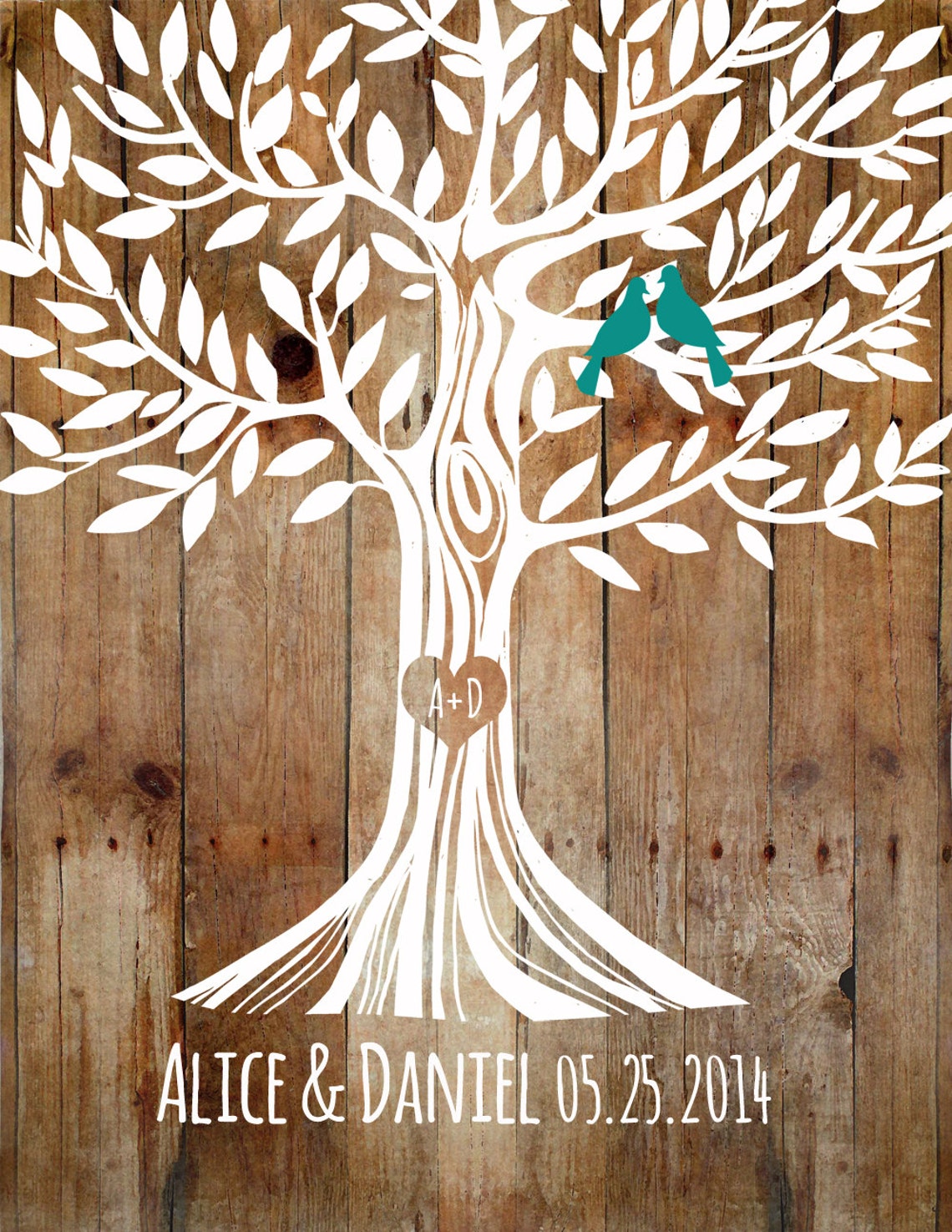 Rustic Printable Wedding Gift Personalized Family Tree Love | Etsy