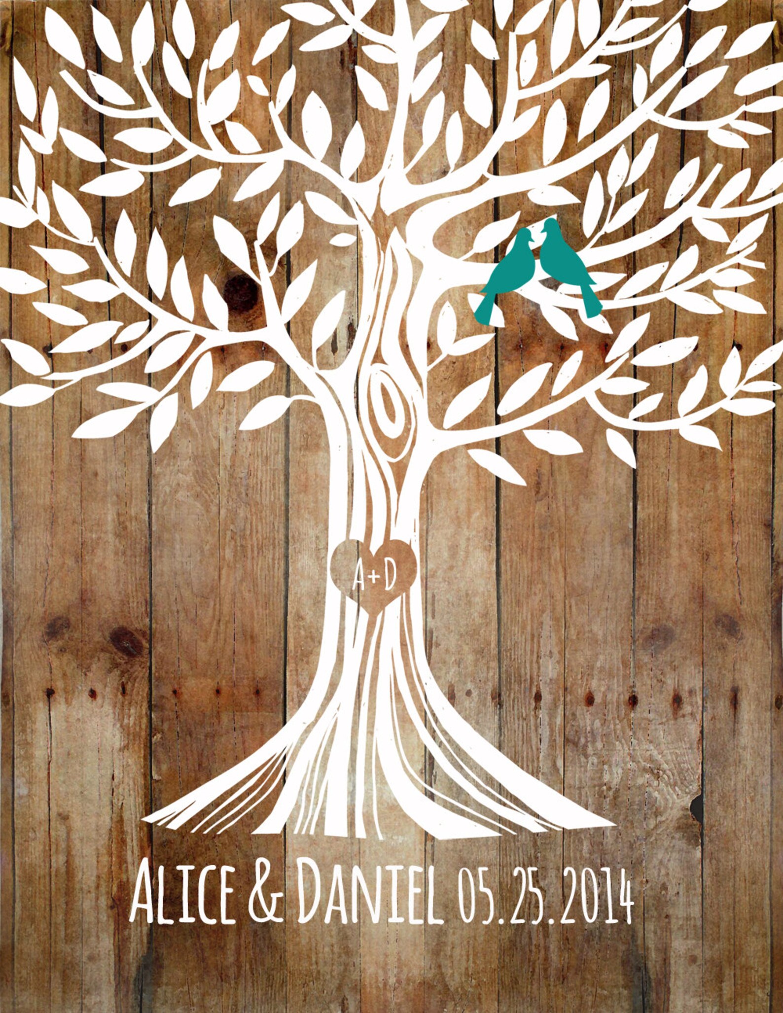 Rustic Printable Wedding Gift Personalized Family Tree Love | Etsy