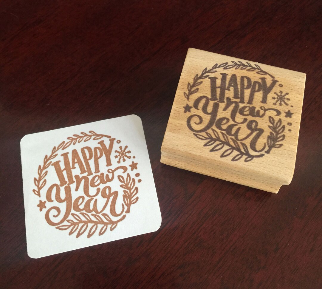 Happy New Year Rubber Stamp art Stamp-fanta Wooden - Etsy Sweden