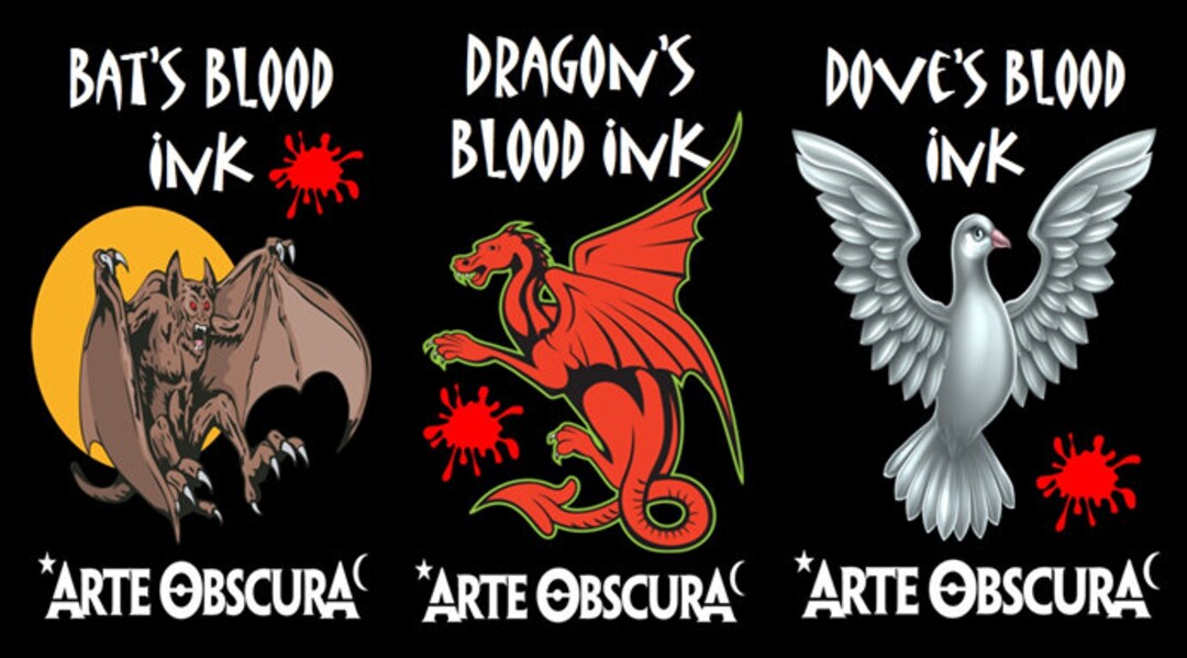 Magical Inks Trio Set - Dragon's Blood Ink - Dove's Blood Ink - Bats ...