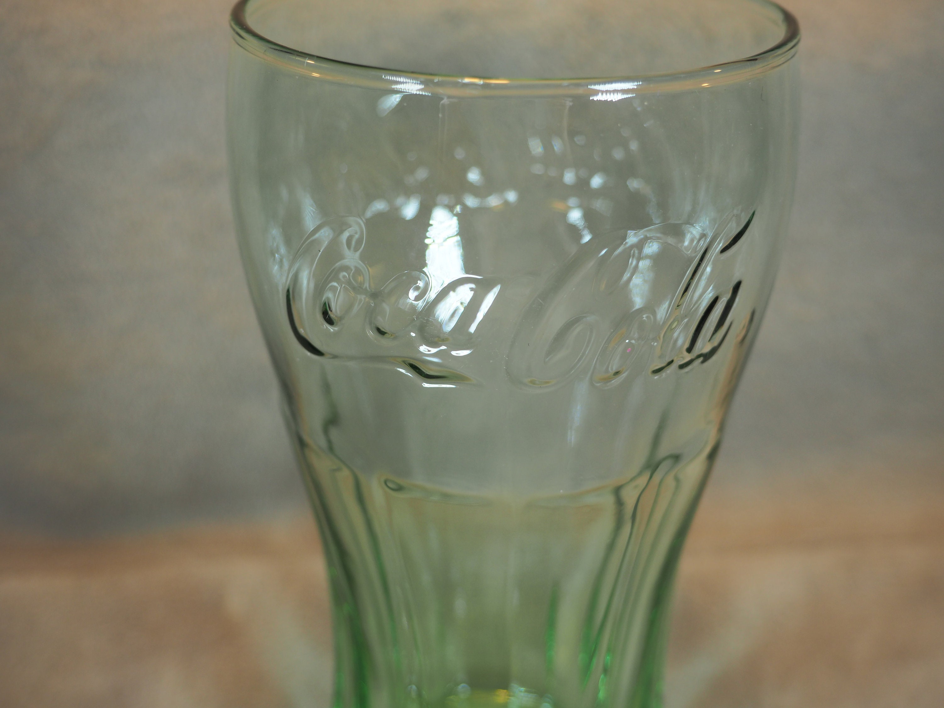 Vintage Coca Cola Glass, Green Tint Coke Glass, 1980's, 6 Inches High ...
