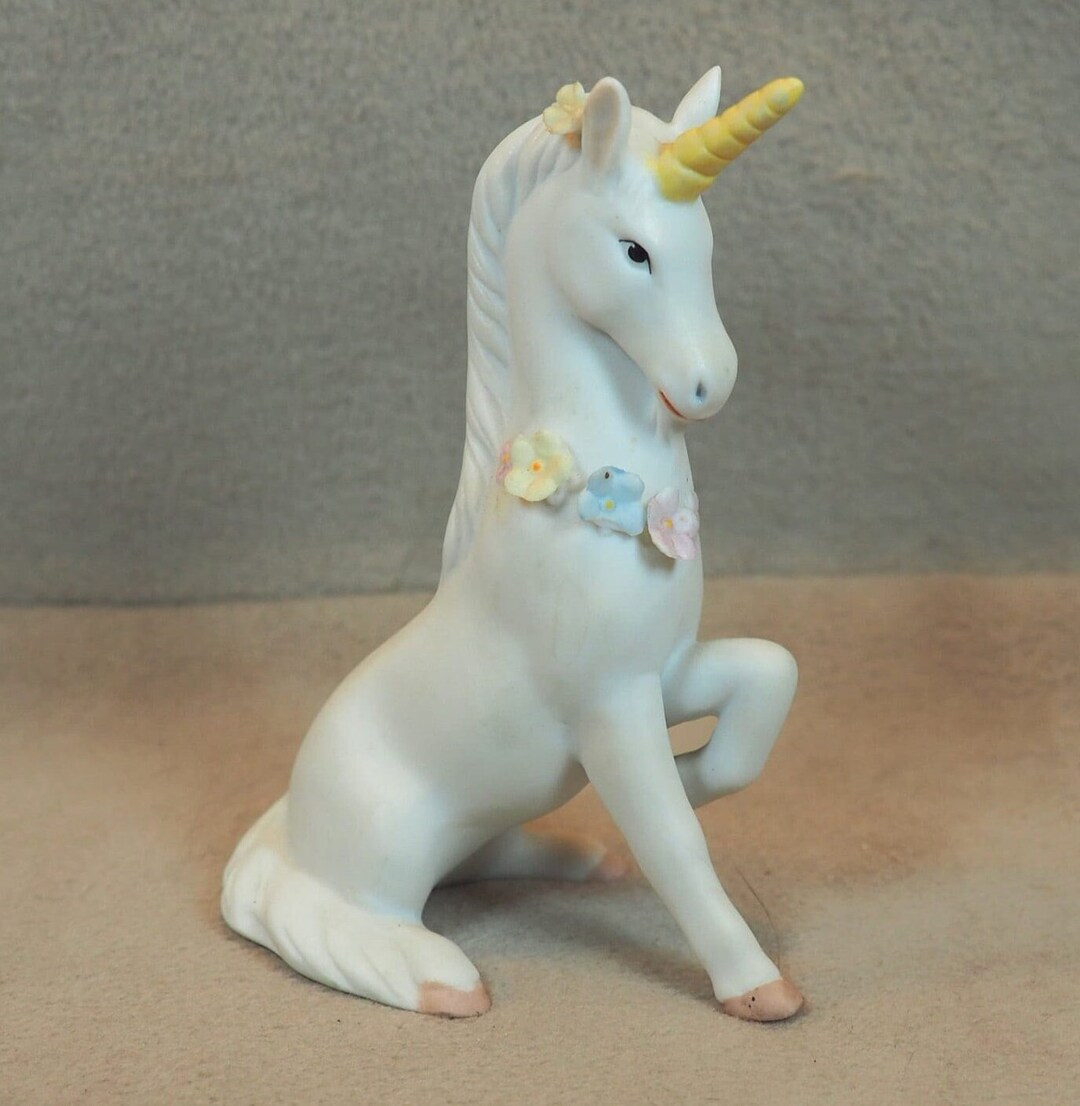 Ceramic Porcelain Unicorn, Collectible, 4 1/2 Inches High, White With ...