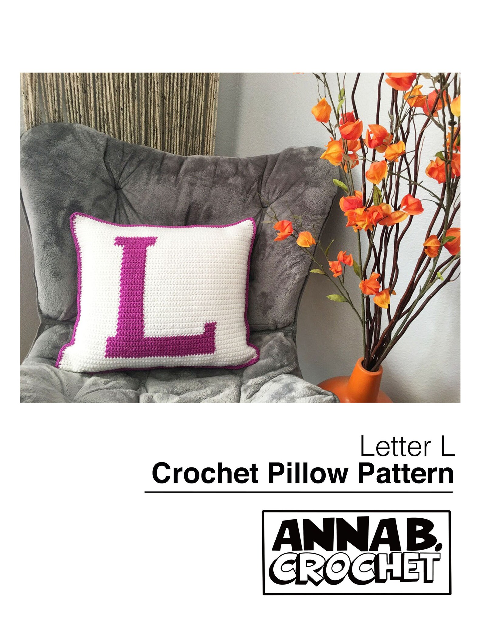 Letter L Crochet Pillow Pattern Monogram Initial Pillow - Etsy
