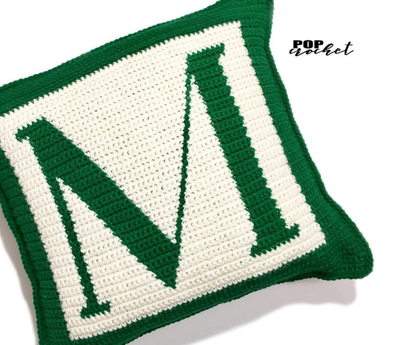 Letter M Crochet Pillow Pattern Initial Monogram pillow | Etsy