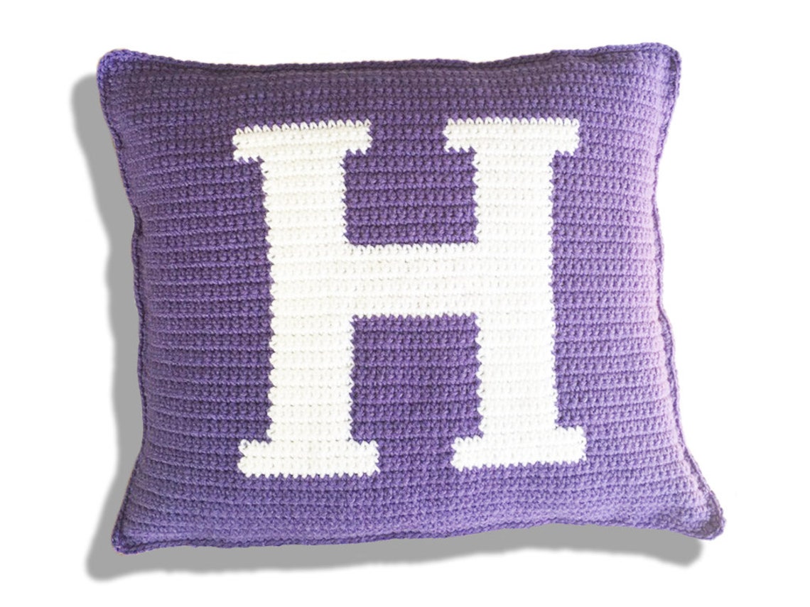 Letter H Crochet Pillow Pattern Initial Monogram Pillow - Etsy