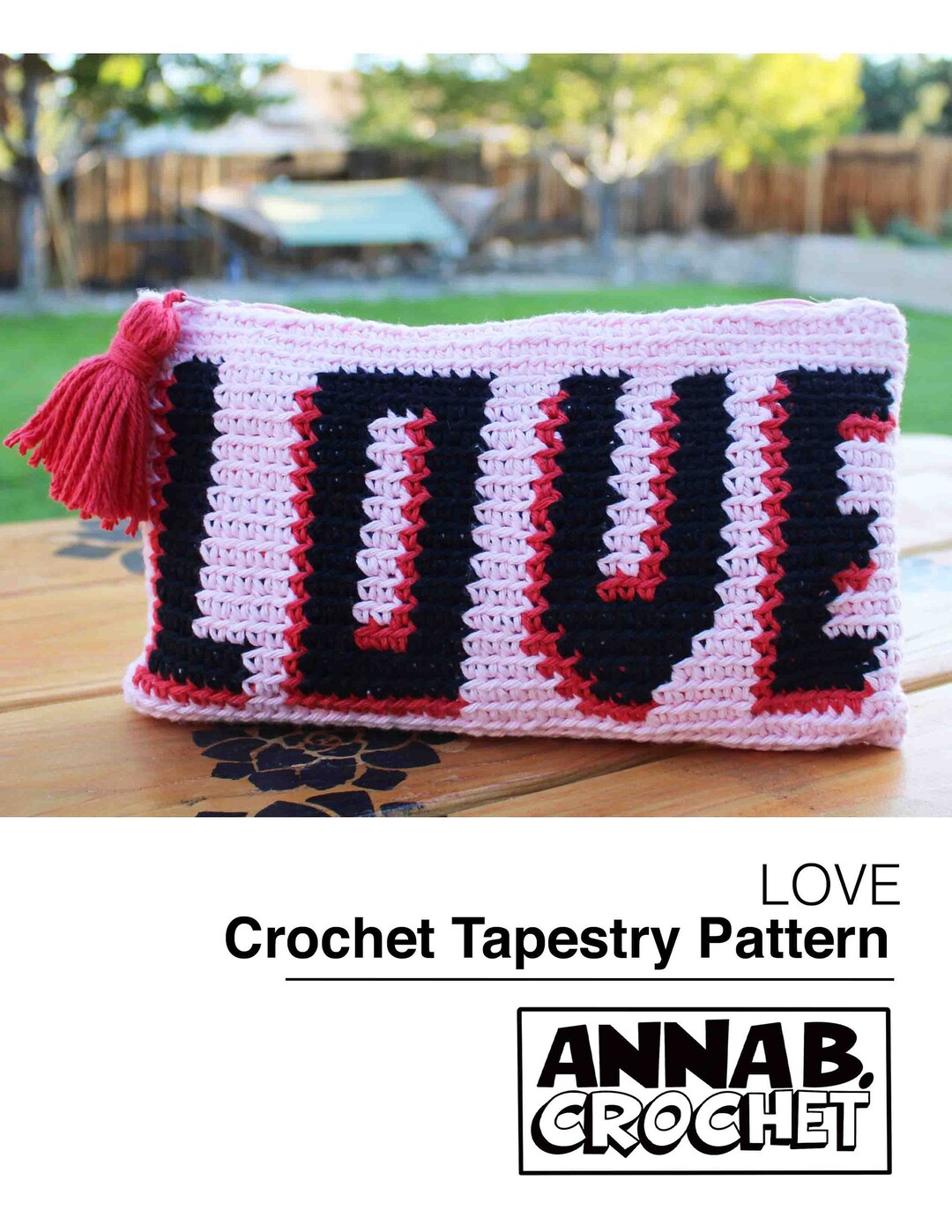 LOVE Pouch Tapestry Crochet Pattern, Purse Tapestry Pattern, Crochet ...