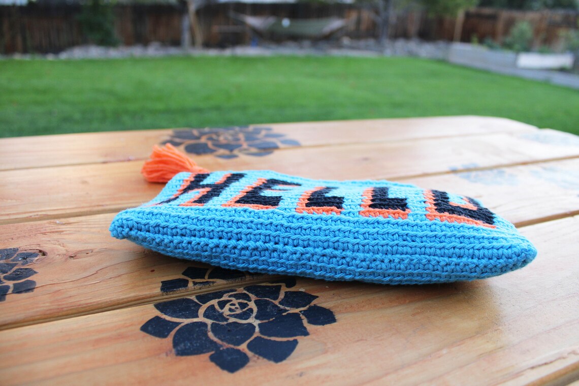 HELLO Pouch Tapestry Crochet Pattern Purse Tapestry Pattern - Etsy