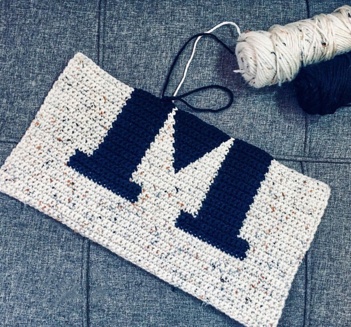 Letter M Crochet Pillow Pattern Initial Monogram Pillow - Etsy