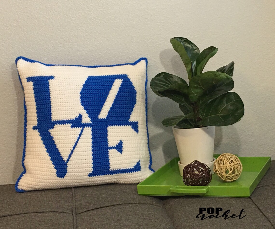 LOVE Crochet Pillow Pattern - Etsy