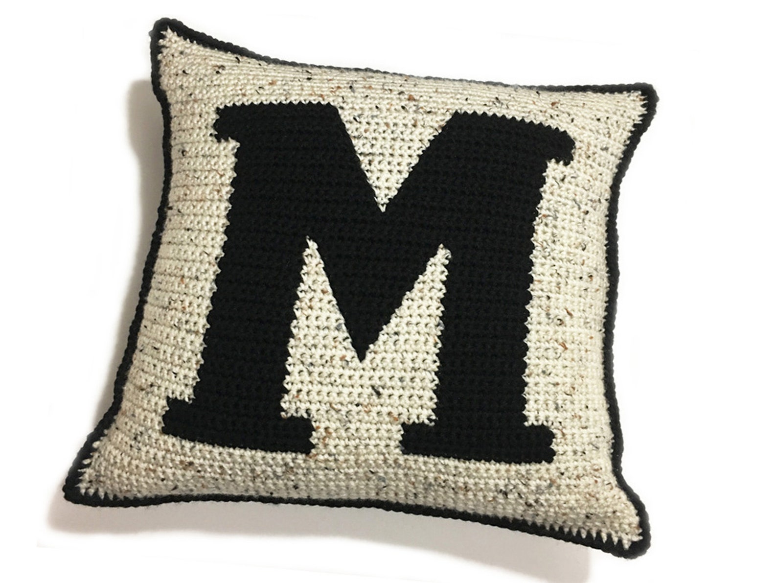 Letter M Crochet Pillow Pattern Initial Monogram Pillow - Etsy