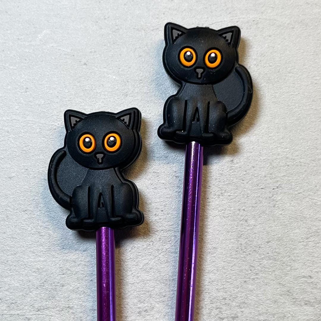 Knitting Needle Point Stoppers Black Cat, Notions, Knitting Accessories ...
