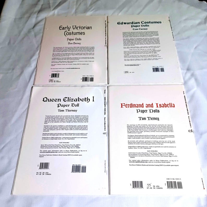 Vintage Paper Doll Books by Tom Tierney Group of 4 Complete Books Queen ...