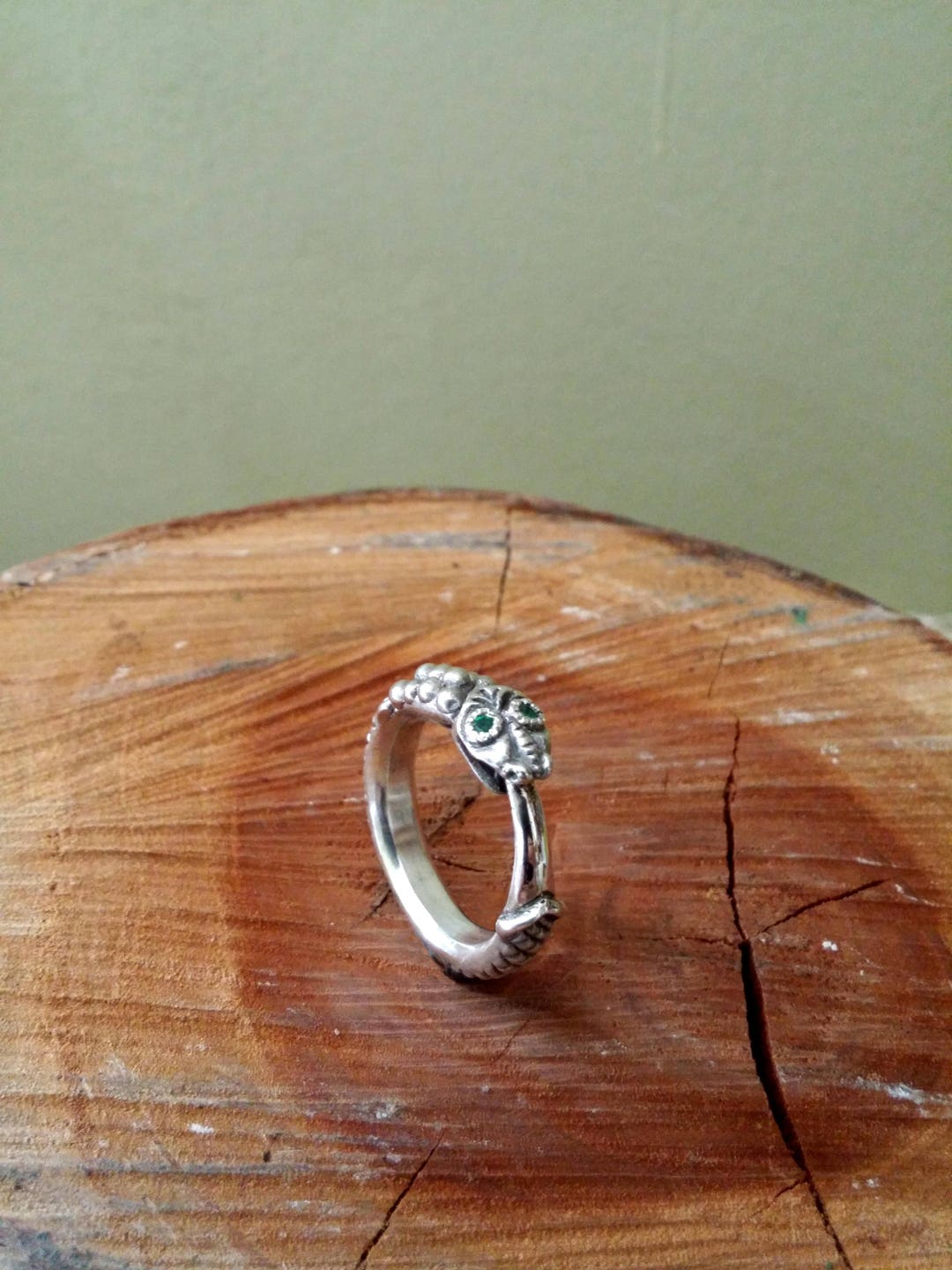 Ouroborus Ring ,alchemy Ring, Sterling Silver 925 , Natural Emeralds ...