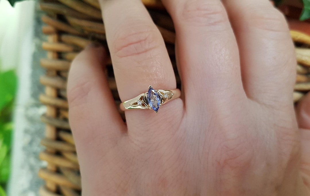 Celtic Wedding Ring, Marquise Cut Gift Ring, Natural Tanzanite Ring ...