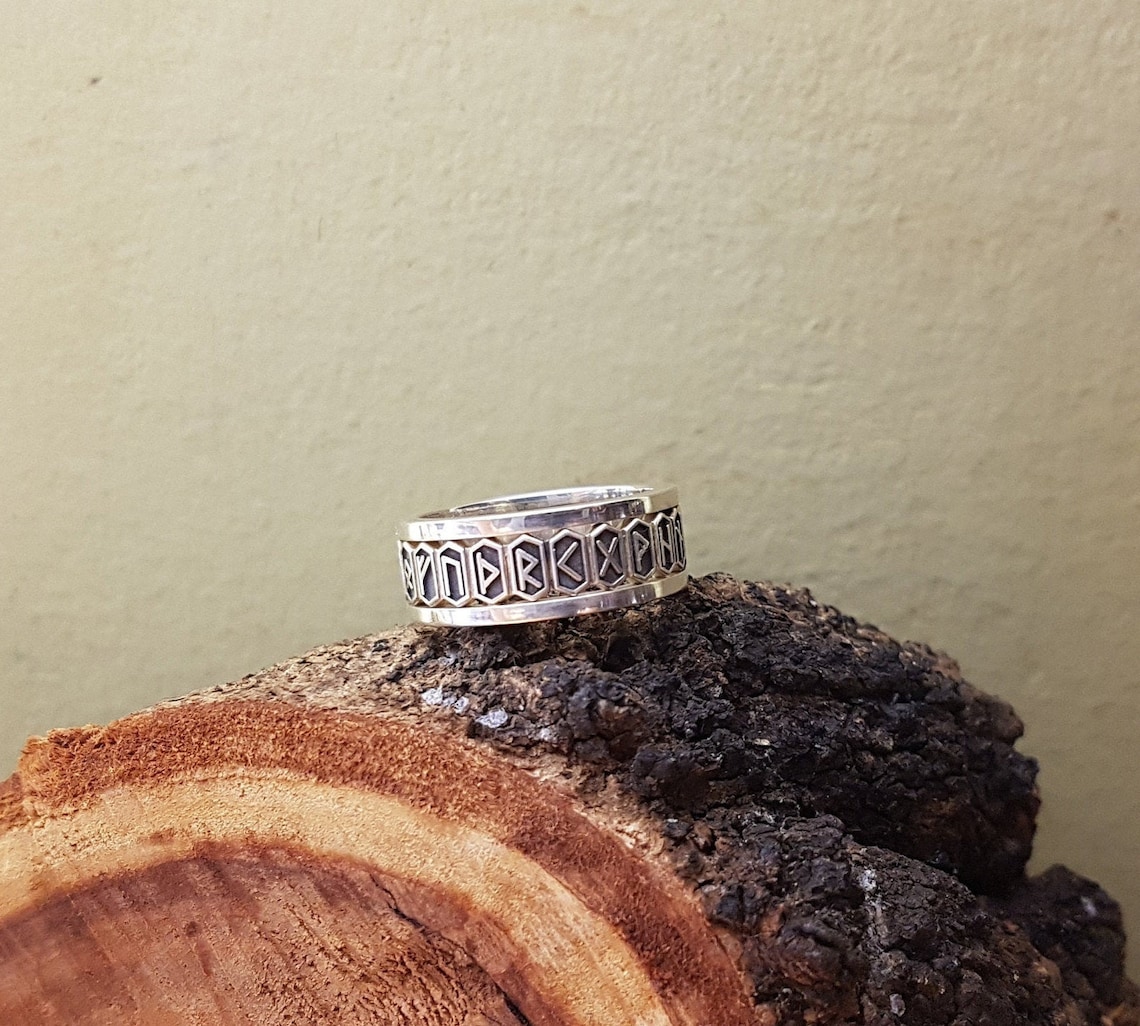 Viking Runes Ring Futhark Alphabet Ring Male Viking Ring | Etsy