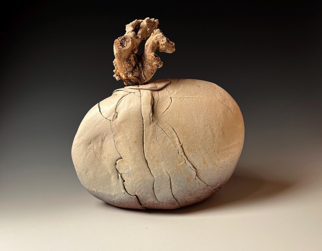 Saggar Fired Ceramic Wood Sculpture Lidded Vessel Luisa Baldinger Fine ...