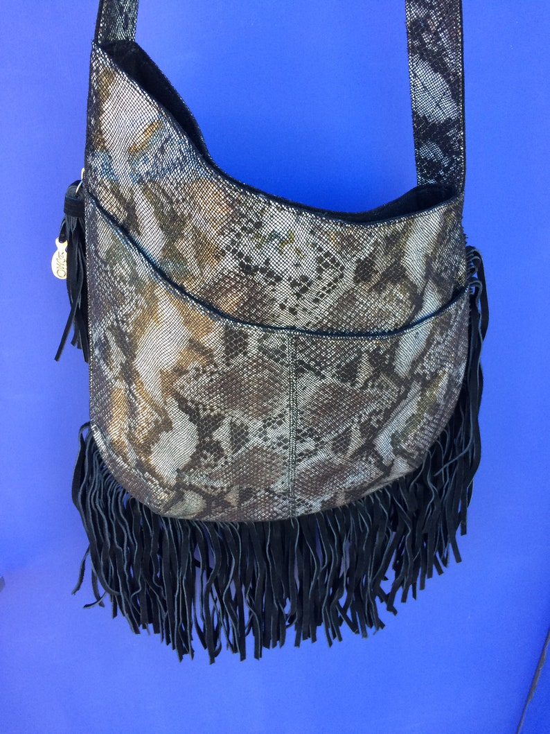 MUXO Camila Alves Leather Fringe Hobo Bag, Large Asymmetrical Shoulder ...