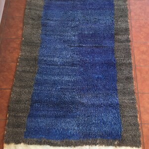 Blue Rothko Looped Tulu Indigo Sleeping Carpet Tribal Long Hair Turkish ...