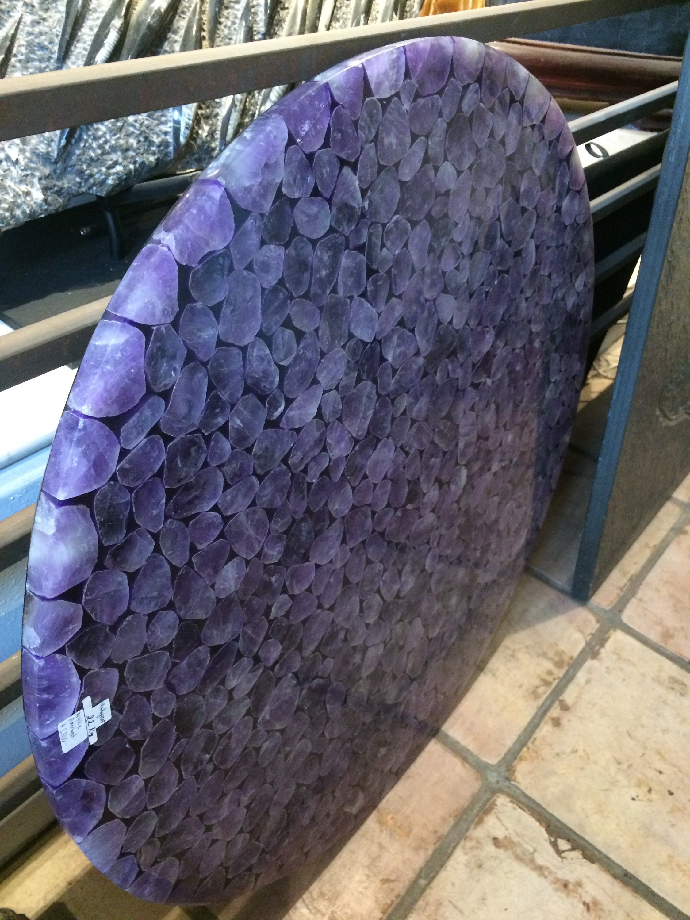 Amethyst Table Top Mosaic Multi Stone Inlay Purple Madagascar Cafe ...