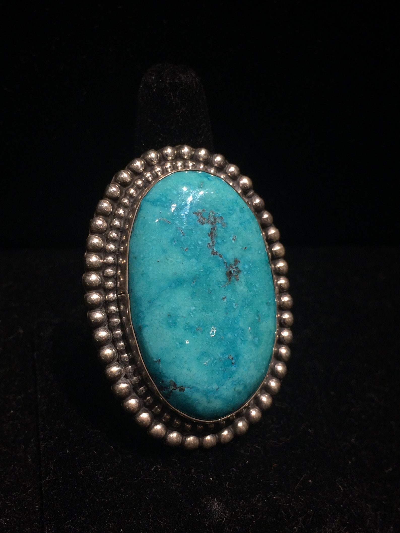 Big Huge American Turquoise Native American Indian Made Ring Sterling ...