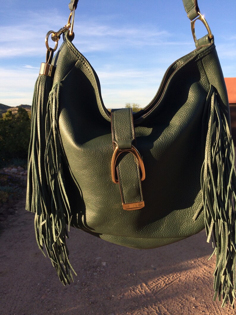 GILI Got It Love It Genuine Leather Green Shoulder Hobo Bag Tote Purse ...