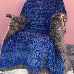 Blue Rothko Looped Tulu Indigo Sleeping Carpet Tribal Long Hair Turkish ...