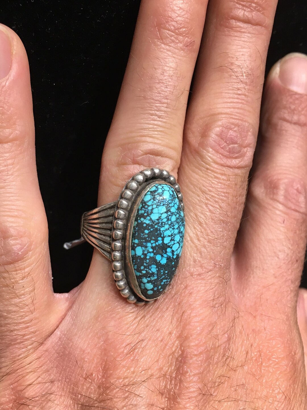 SOLD Beautiful Turquoise Sterling Ring Landers County Nevada Spiderweb ...