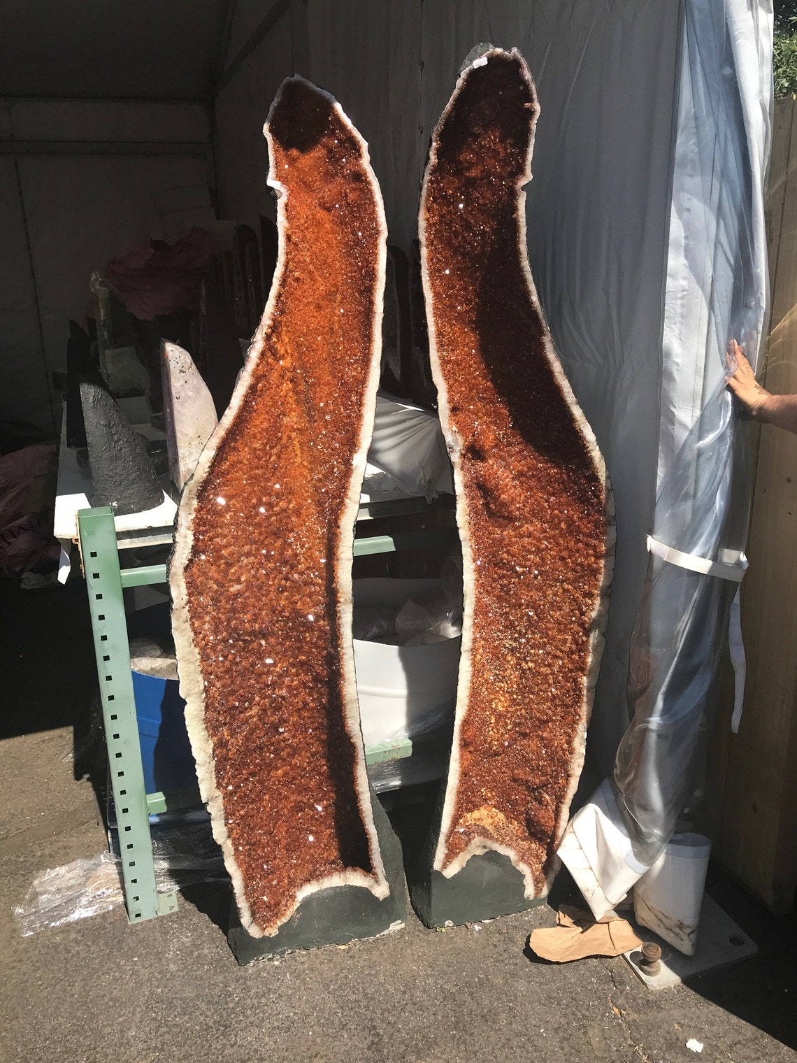 SOLD Citrine Geode Crystal Cathedral Wing Tower Pair Set Matching ...