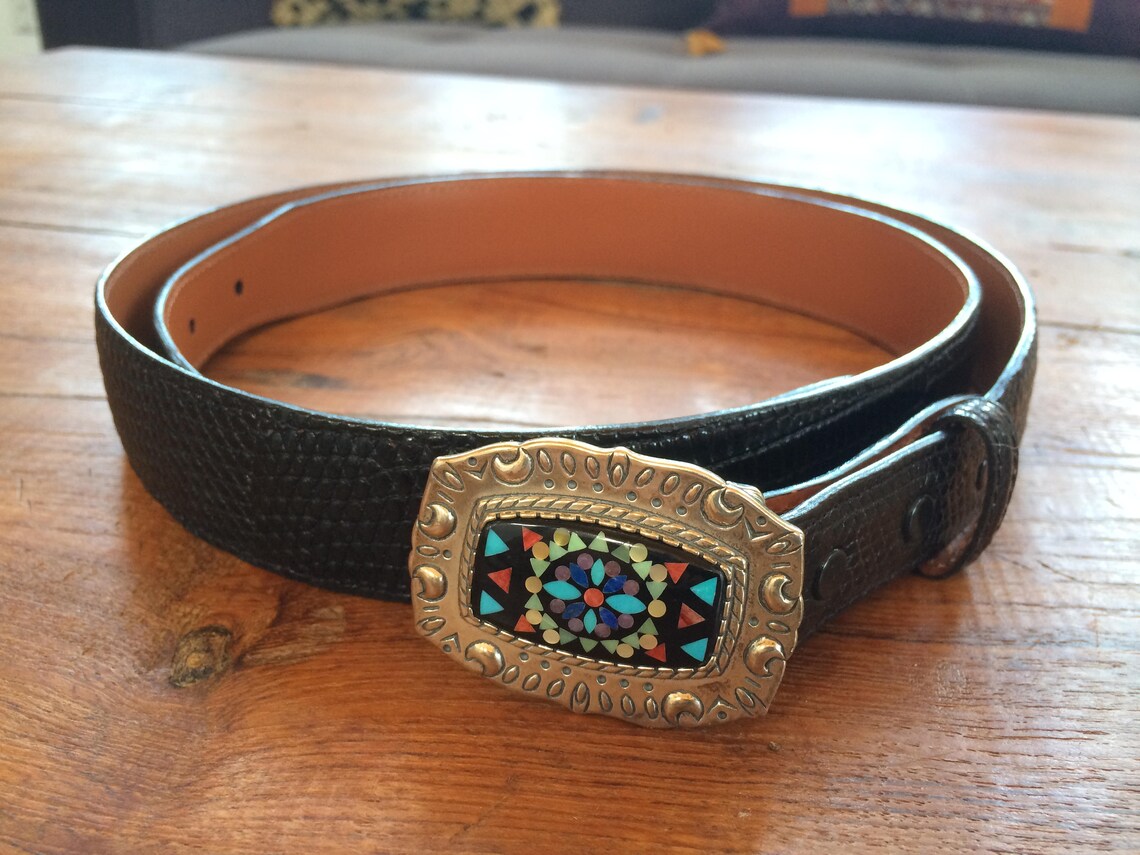 Indian Inlay Silver Belt Buckle Turquoise Sugilite Spiny - Etsy