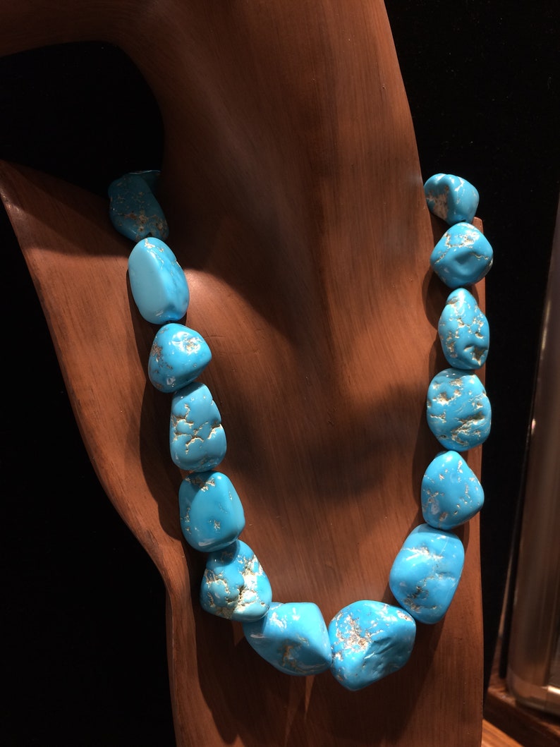 Natural Persian Turquoise multi stone chunk necklace High | Etsy