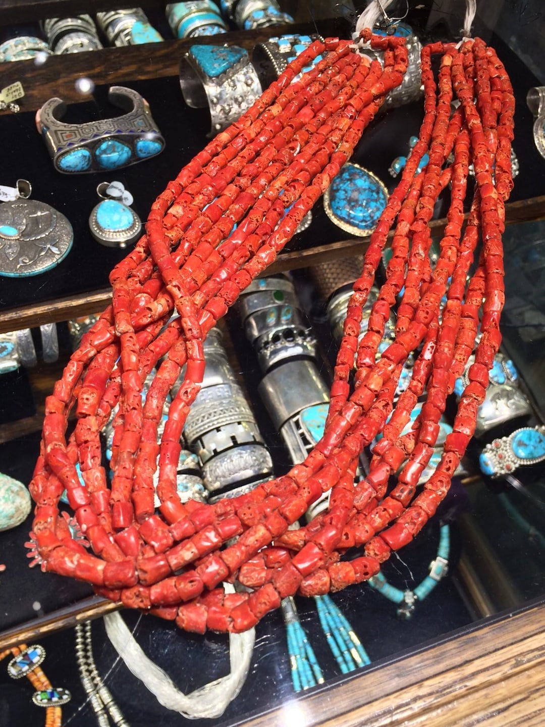 1960’s Indian Mediterranean Coral Multi Strand Necklace, Hand-cut Beads ...