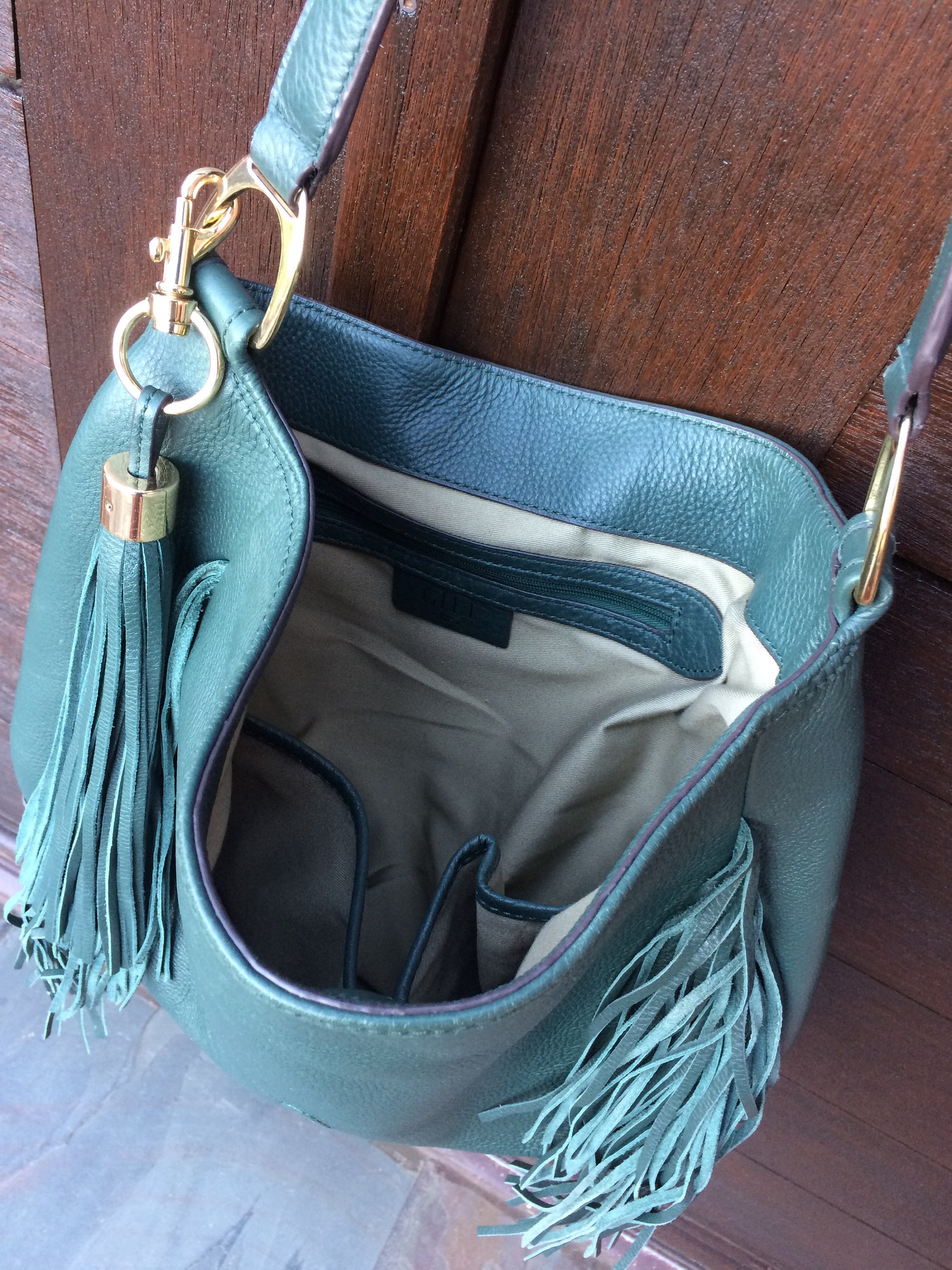 GILI Got It Love It Genuine Leather Green Shoulder Hobo Bag Tote Purse ...