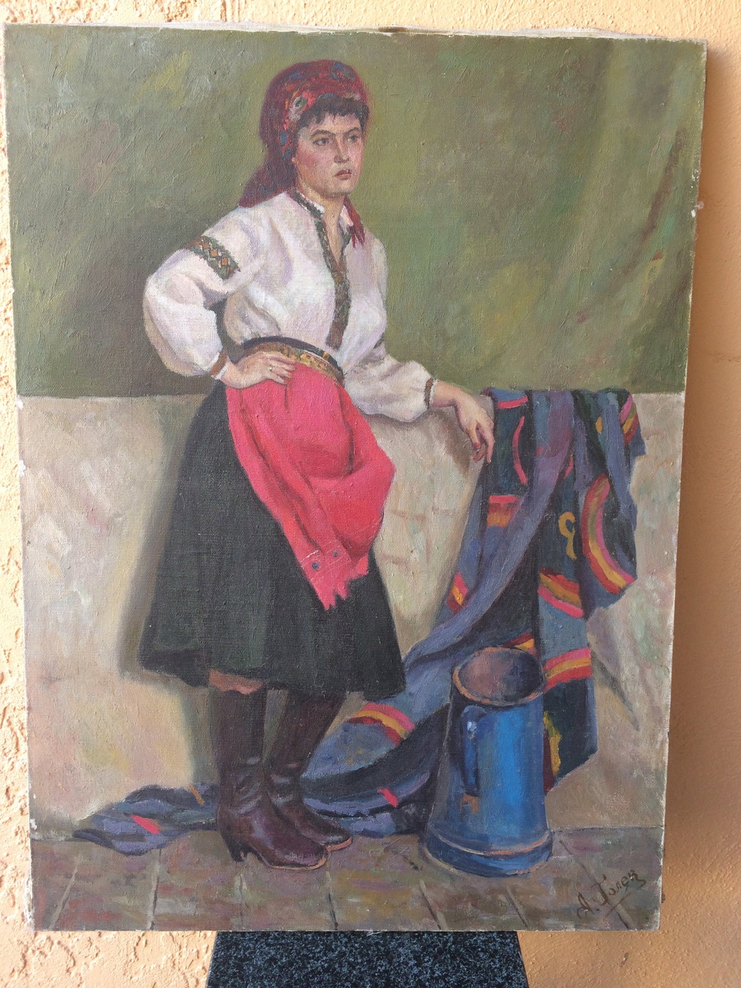 Ukrainian Painting Original Fine Art Signed Old Vintage Ukraine Ethnic ...