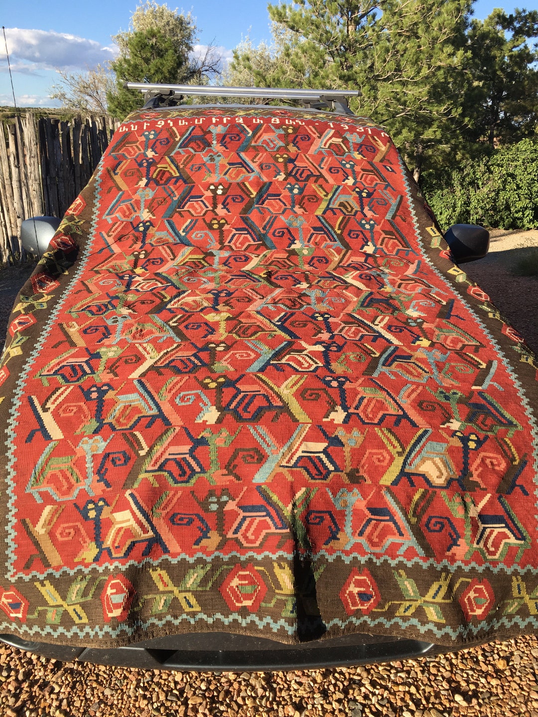 Antique Armenian Kilim RARE Inscribed Inscription Dated 1931 Unusual ...